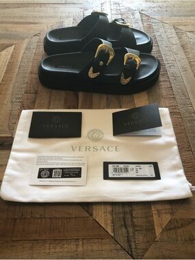 Versace | Shoes | Versace Barocco Western Sandals In Black | Poshmark